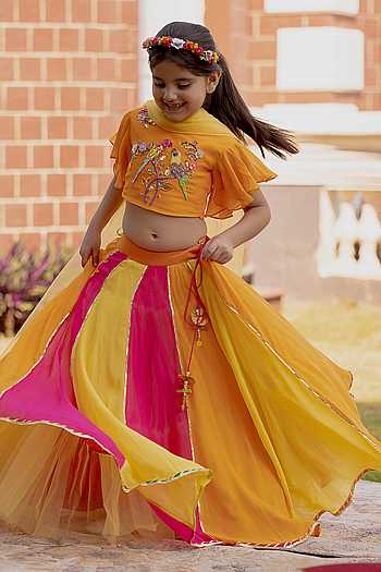 Buy Multi Color Georgette Embroidered Sequin And Albeli Blouse Lehenga ...