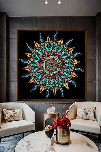 The Art House Multi Color Canvas Handmade Mandala Painting