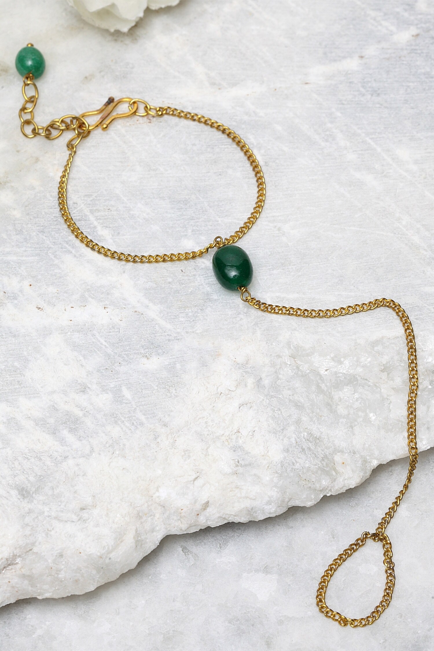 Buy Dugran By Dugristyle Faux Emerald Hathphool Rakhi Online | Aza Fashions