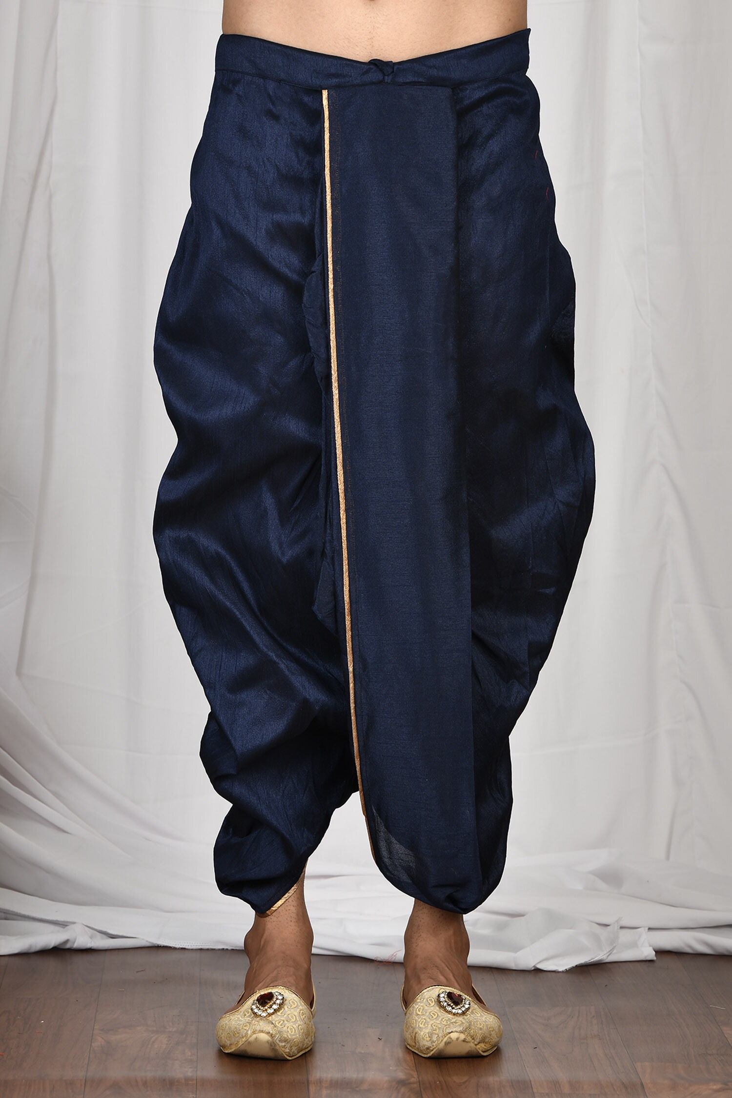 Buy Aryavir Malhotra Blue Silk Draped Dhoti Online | Aza Fashions