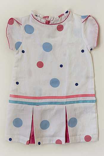Buy Taramira White Bubble Pop Print Dress For Girls Online | Aza Fashions