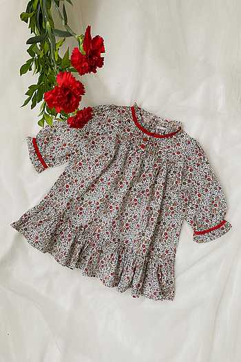 Buy Multi Color Cotton Blend Printed Floral Dress For Girls by Taramira ...