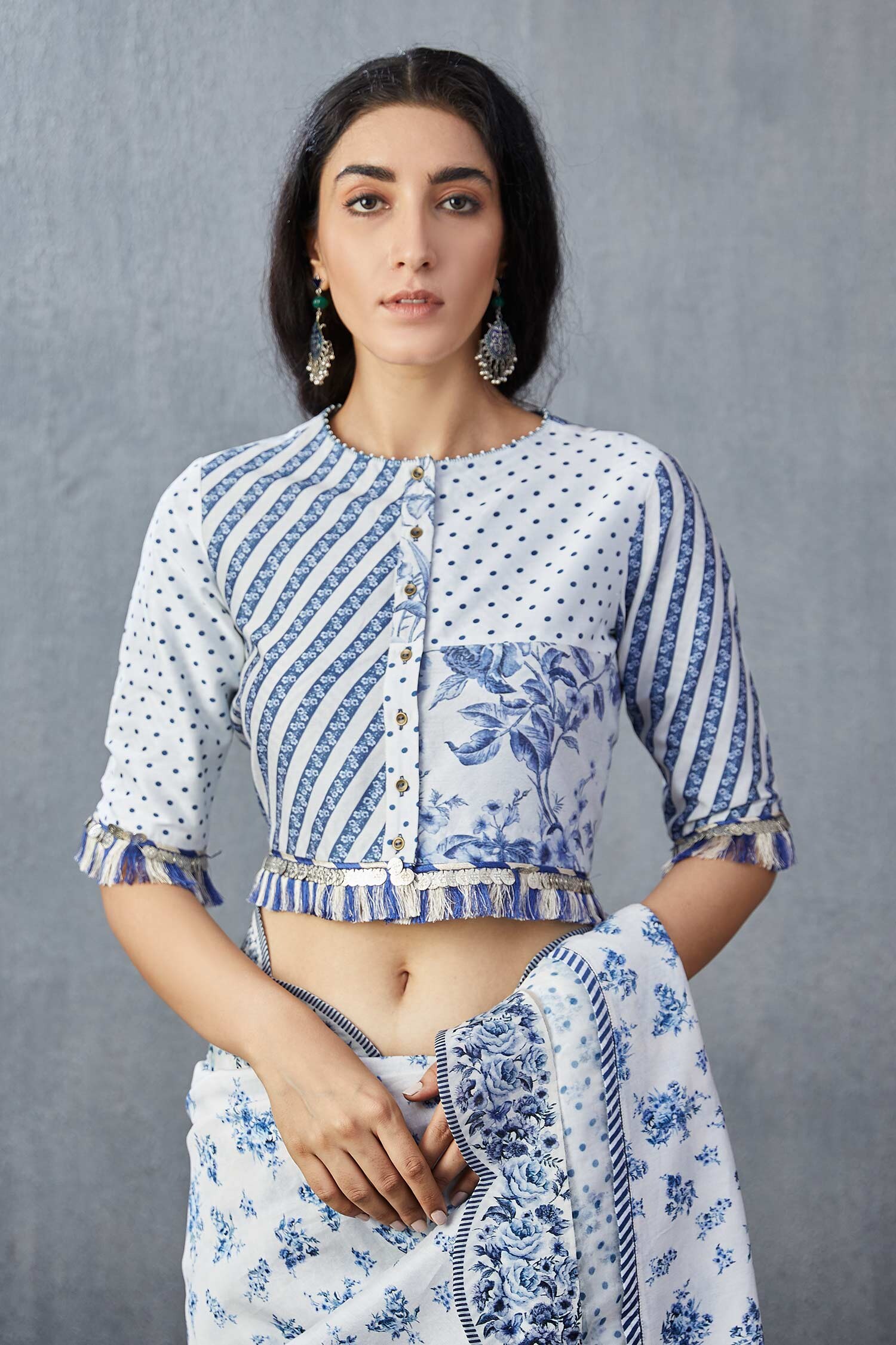 Buy Handwoven Chanderi Saree Blouse by Torani at Aza Fashions