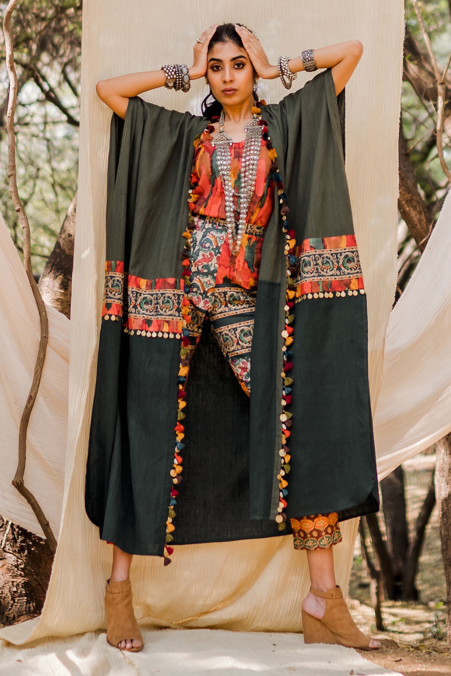 Buy Pooja-Keyur Multi Color Handloom Cotton Top And Pant Set Online ...