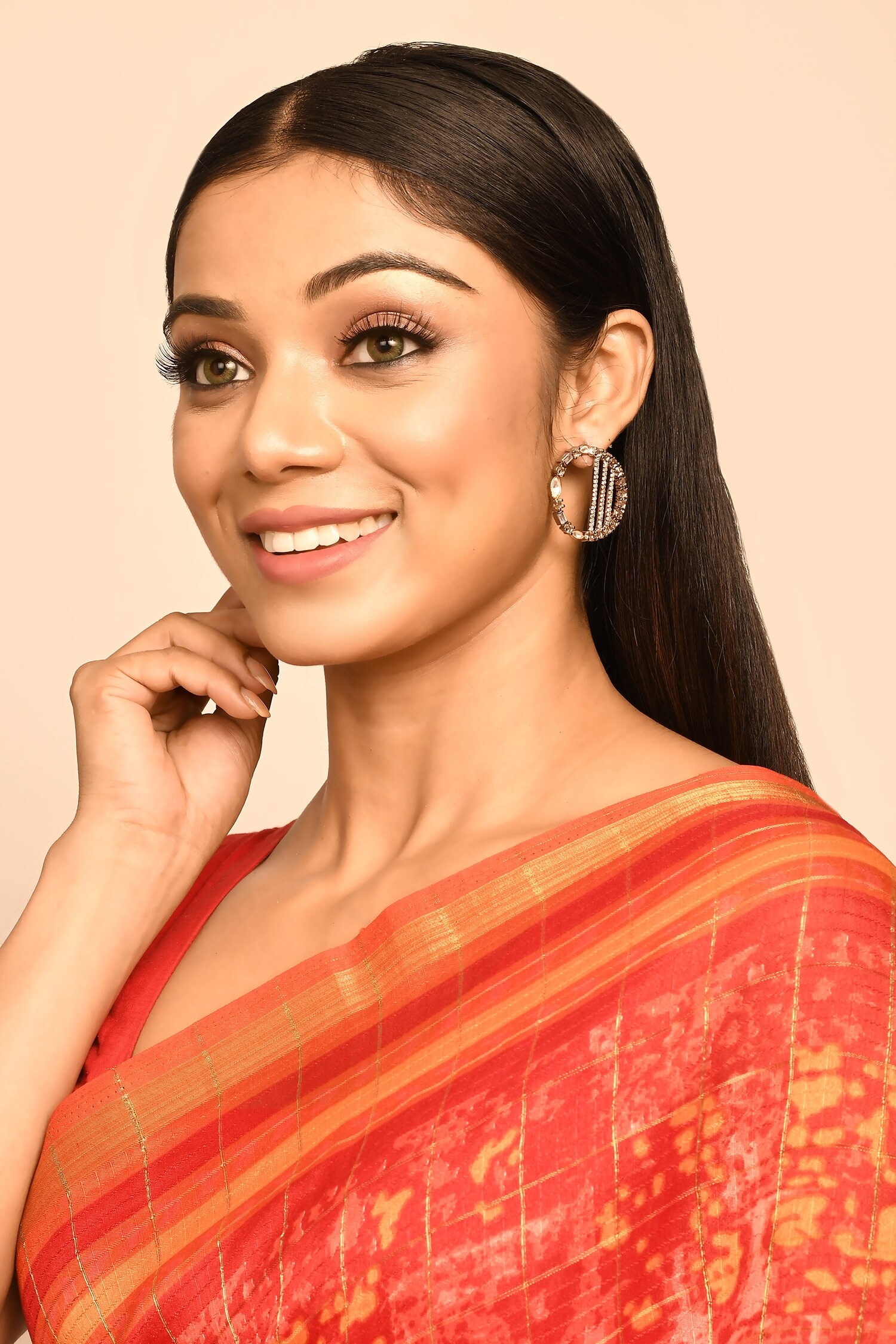 Buy Nepra by Neha Goel Zircon Embellished Hoops Earrings Online | Aza ...