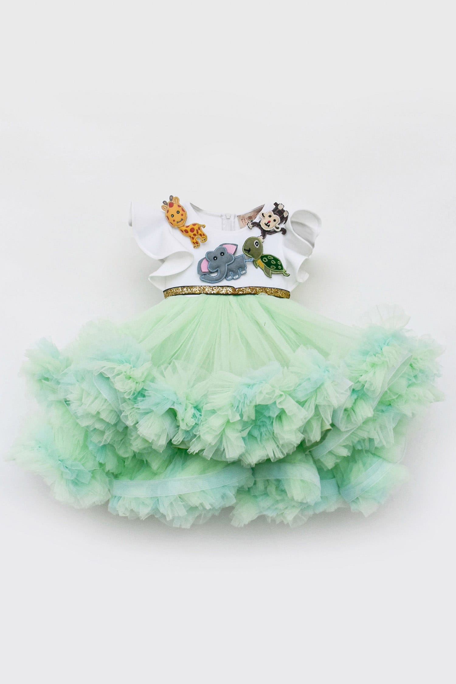 Buy FAYON KIDS Green Embroidered Dress For Girls Online | Aza Fashions