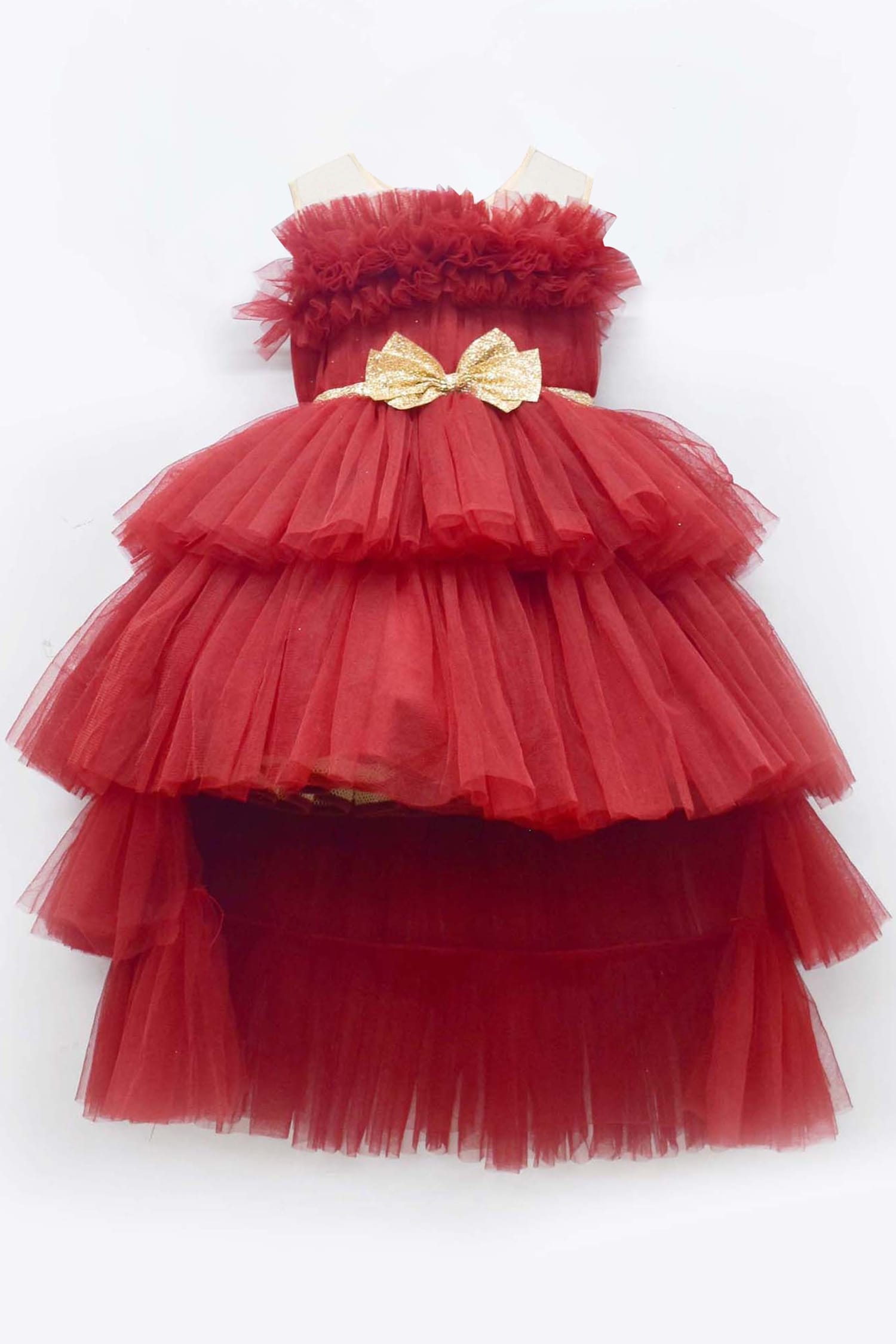Buy Maroon Net Frill Dress For Girls by FAYON KIDS Online at Aza Fashions.