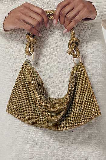 Buy Gold Cersei Crystal Embellished Handbag by Sephyr Online at Aza ...