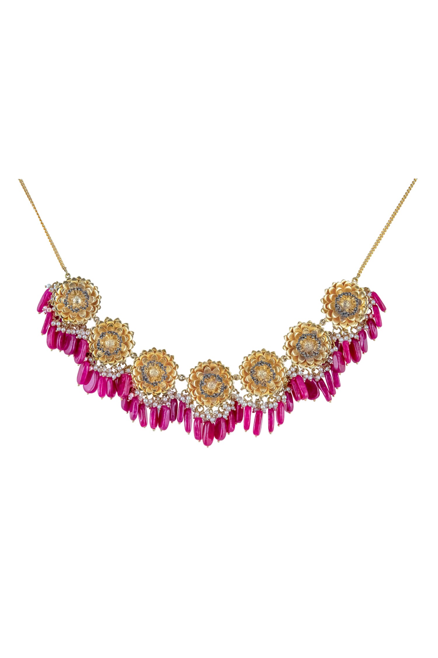 Buy Hyperbole Stone Drop Floral Contemporary Necklace Online | Aza Fashions