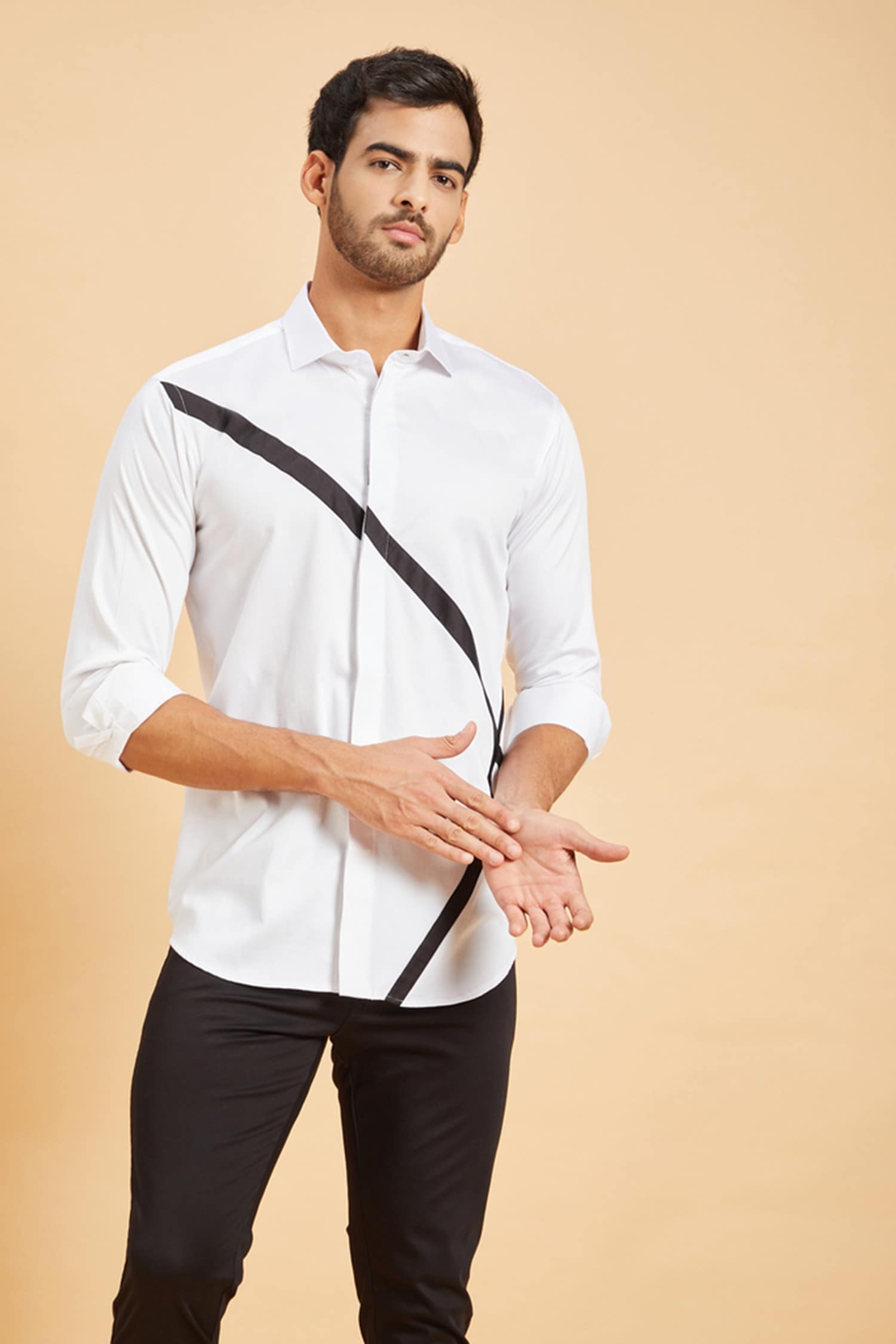 Buy White Giza Cotton Scale Pattern Shirt For Men by Hilo Design Online ...