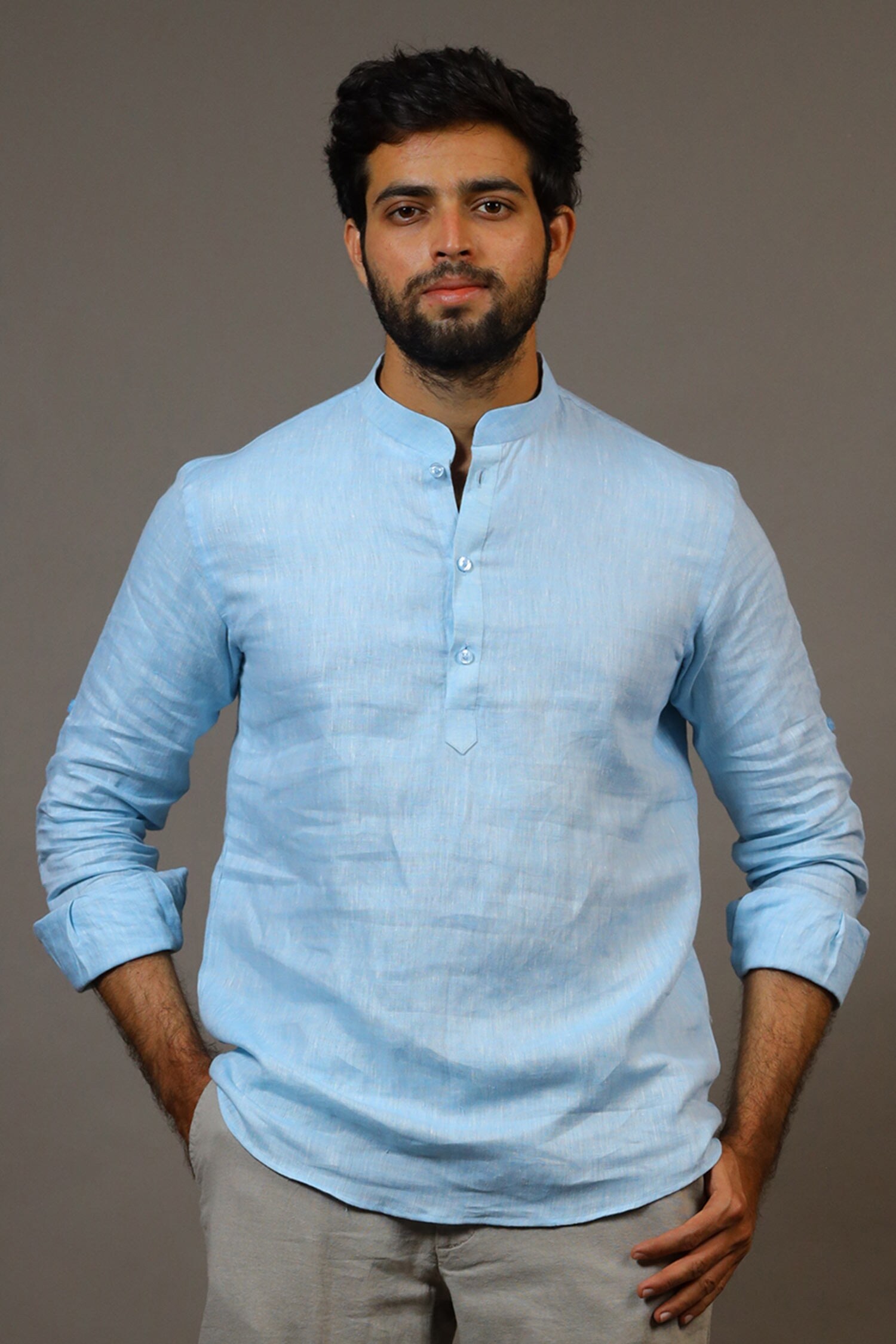 Buy Hilo Design Blue Morii Linen Shirt Online | Aza Fashions