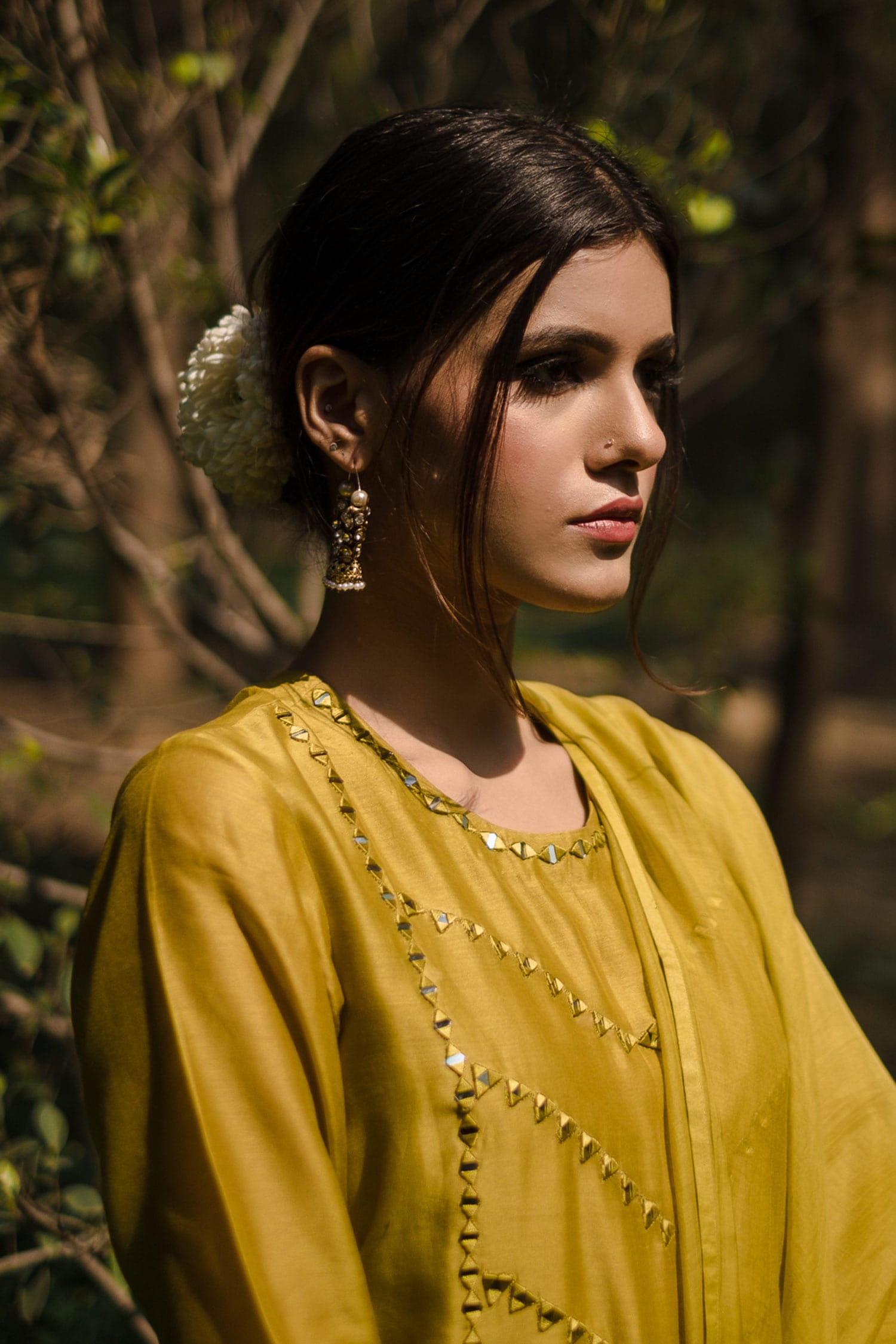 Buy House of Pink Green Chanderi Kurta Set Online | Aza Fashions