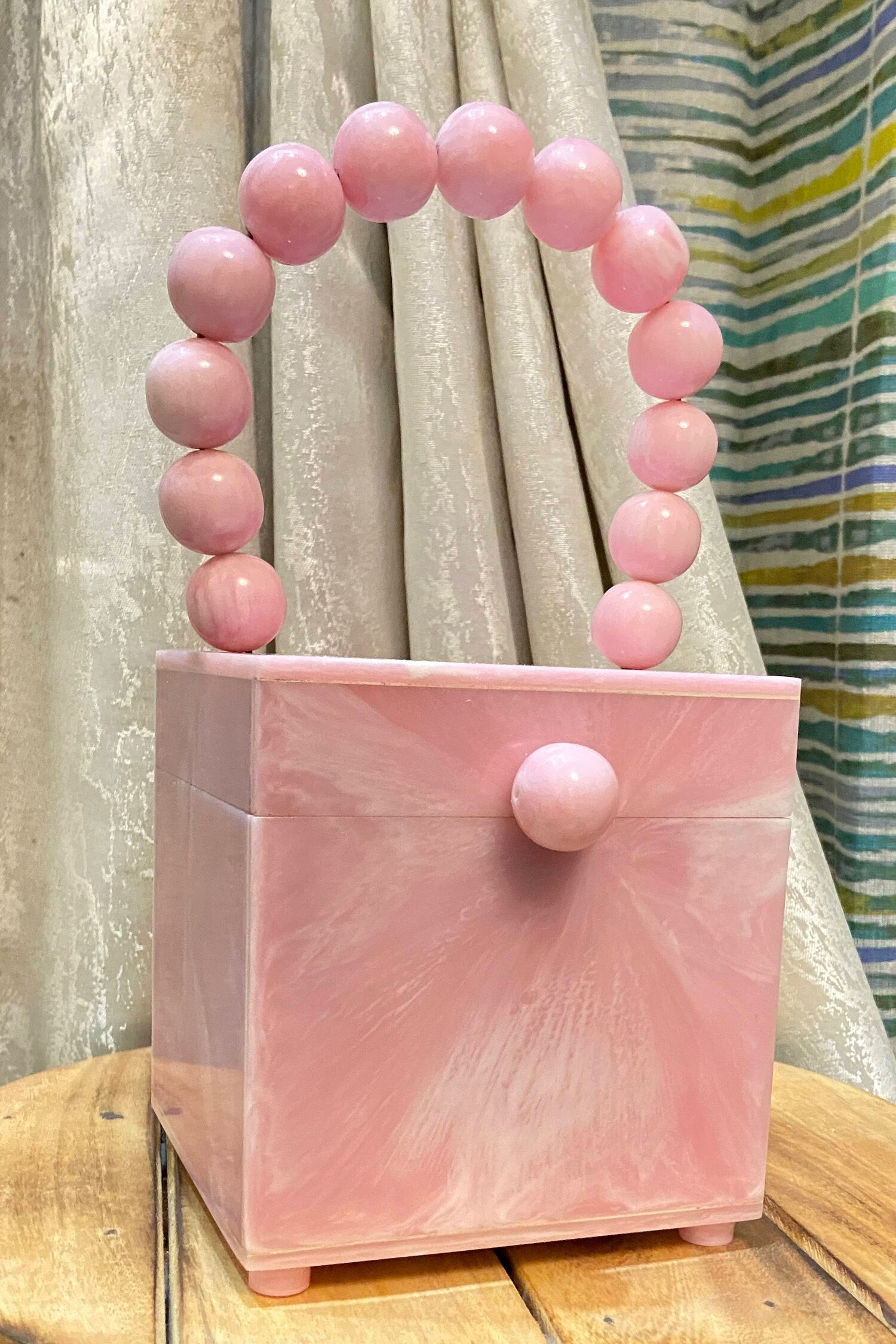 Buy Pink Resin Cubical Marble Textured Bag by Handle Those Bags Online ...