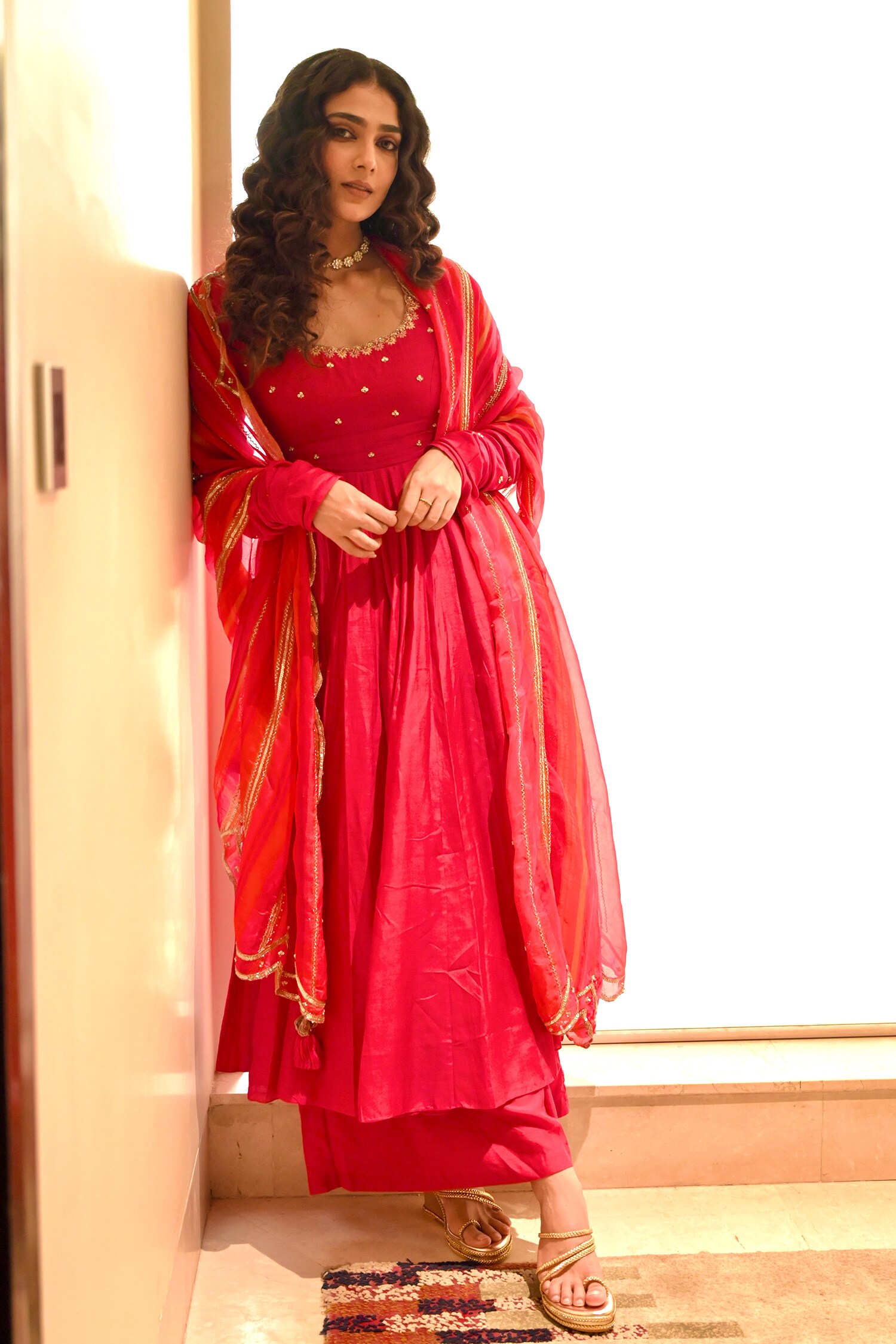 Buy Paulmi and Harsh Pink Kalidar Anarkali Set Online | Aza Fashions