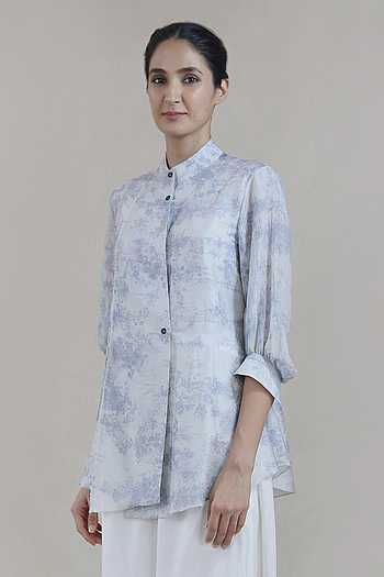 Buy Integument White Chanderi Tunic Online | Aza Fashions
