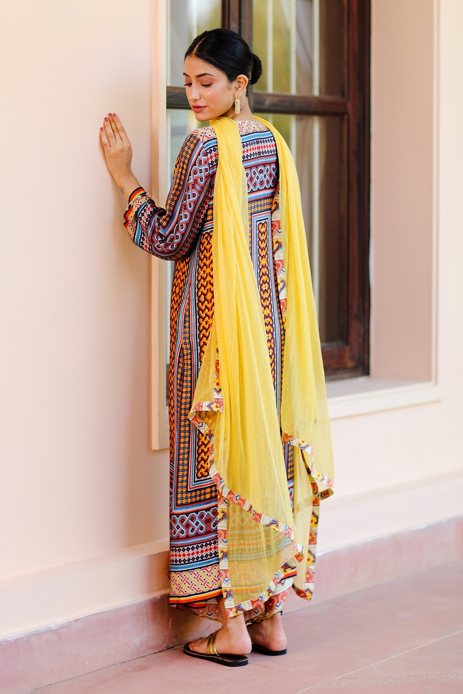 Buy Sage Saga Multi Color Silk Satin Blend Kumud Abstract Print Kurta ...