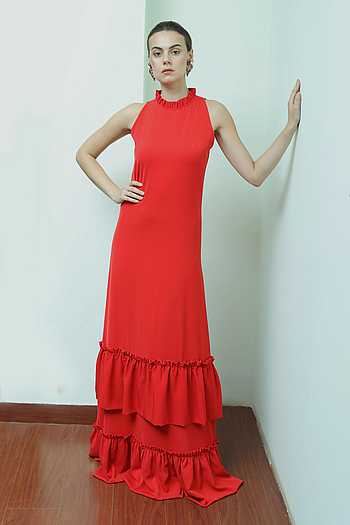 Buy Swatee Singh Heavy Crepe Layered Gown Online | Aza Fashions