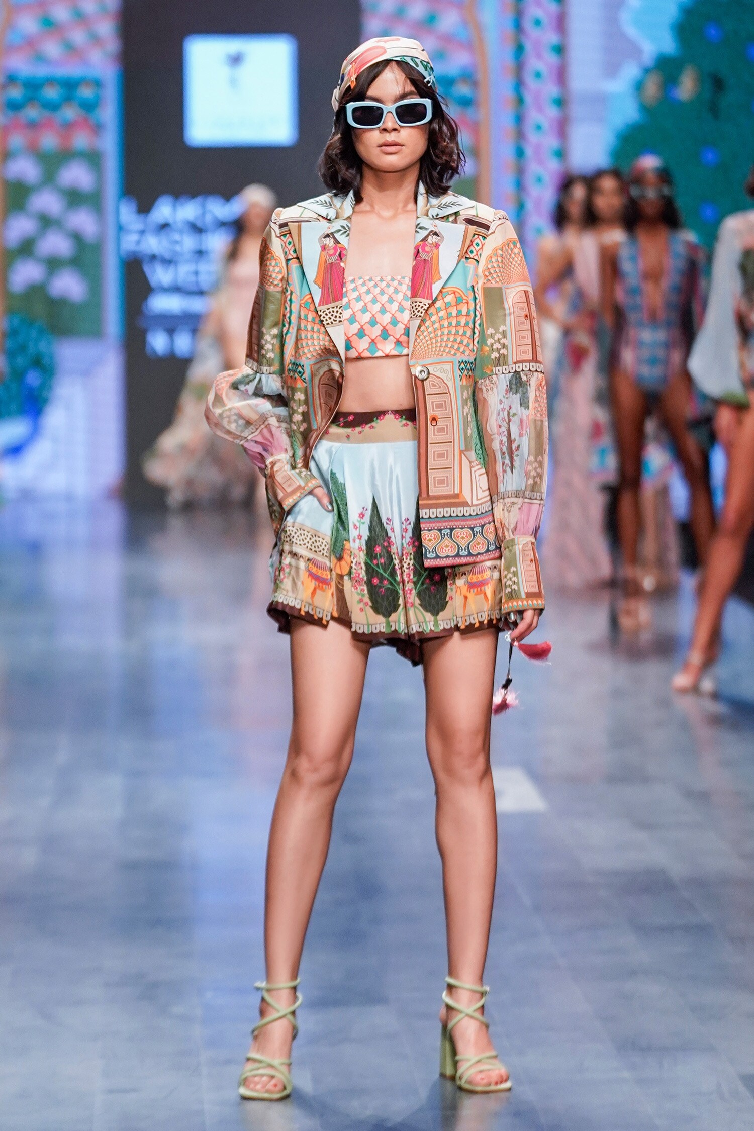 Buy Multi Color Crepe And Organza Tree & Monument Jaylaa Jacket For ...