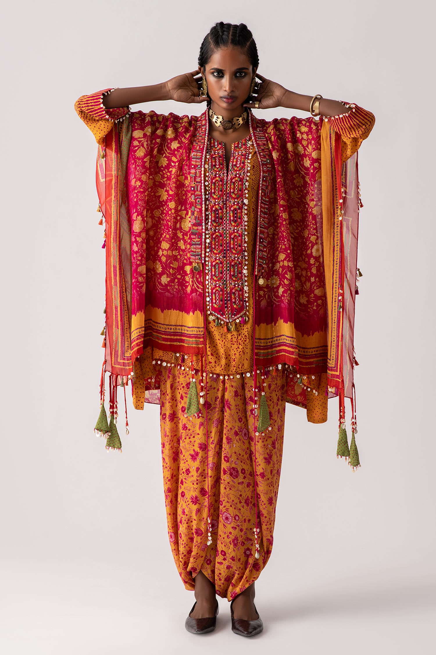 Buy Red Sheer Silk Veni Floral Print Jacket For Women by Aseem Kapoor ...