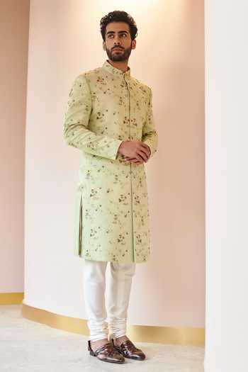 Buy Jatin Malik Linen Silk Embroidered Sherwani And Kurta Set Online ...