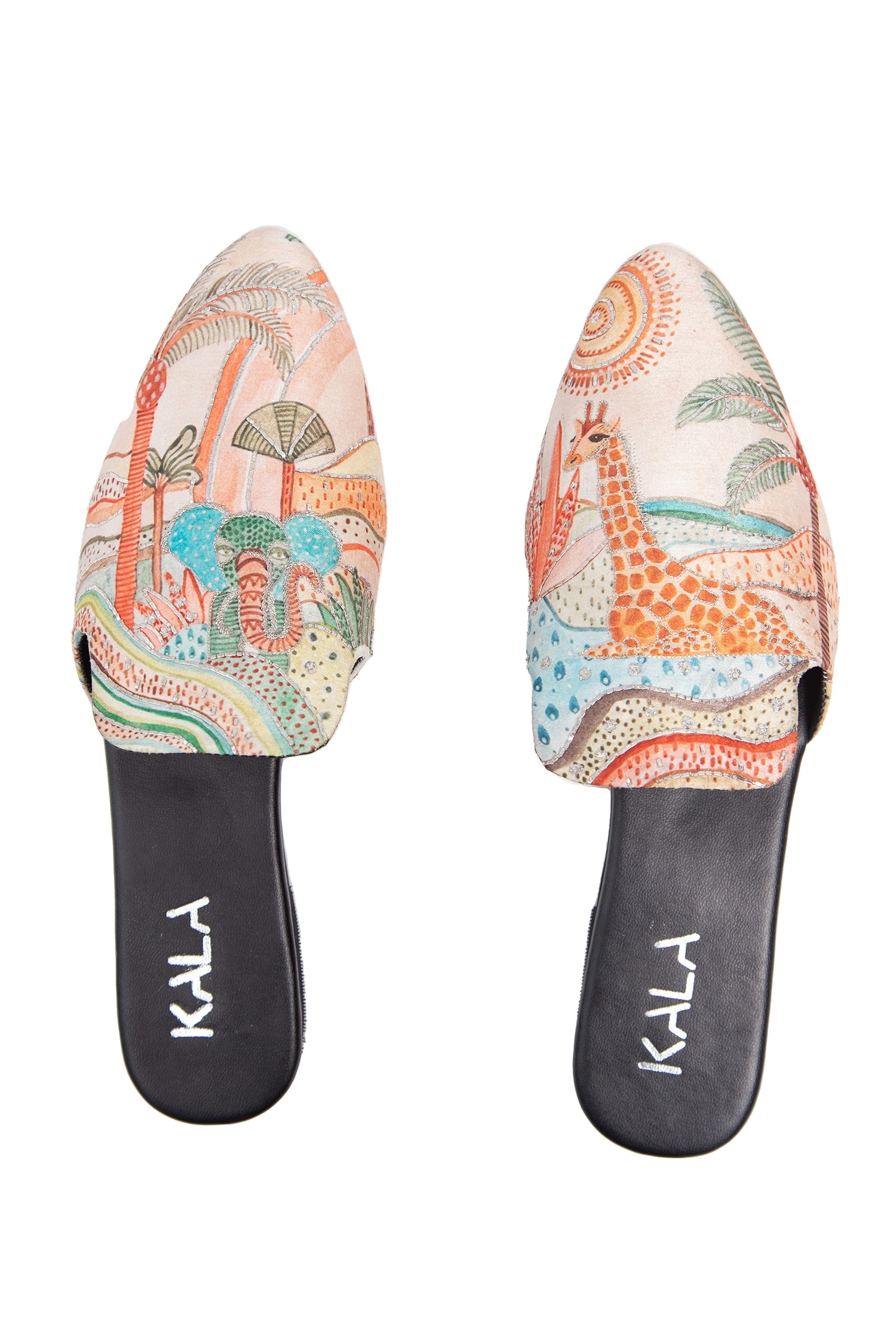 Buy Kala India Multi Color Twiga And Tembo Fauna Print Mules Online ...