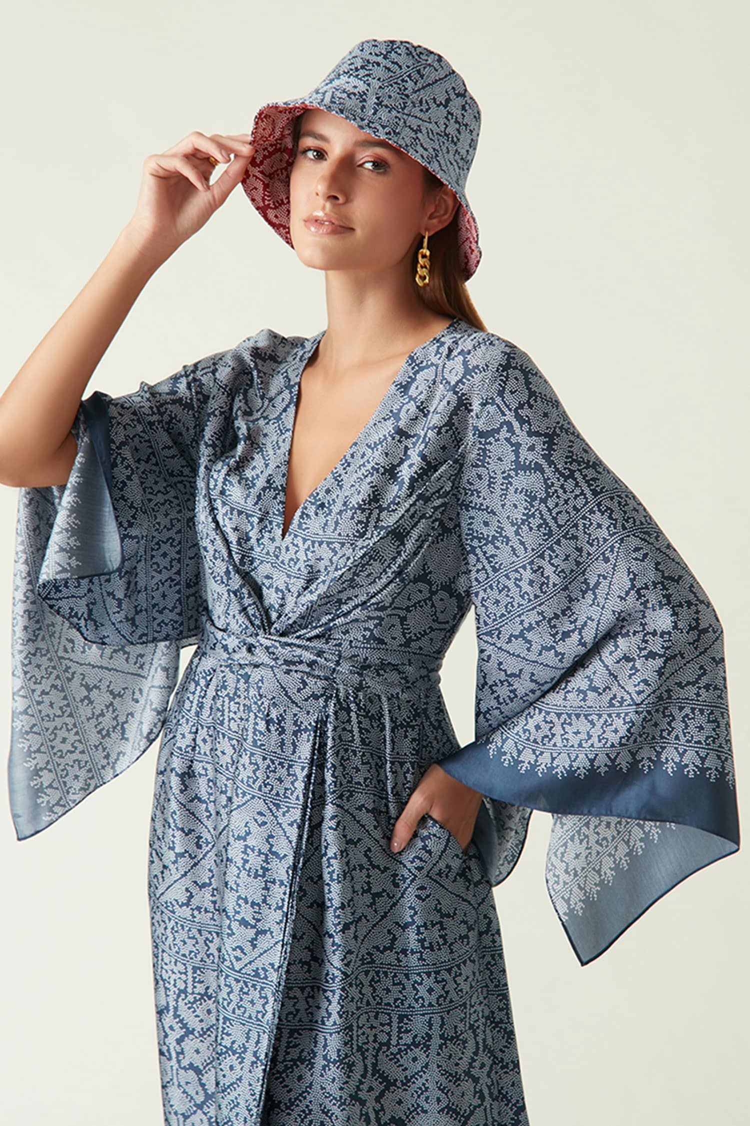 Buy Blue Batik Irene Printed Bucket Hat by Payal Pratap Online at Aza ...