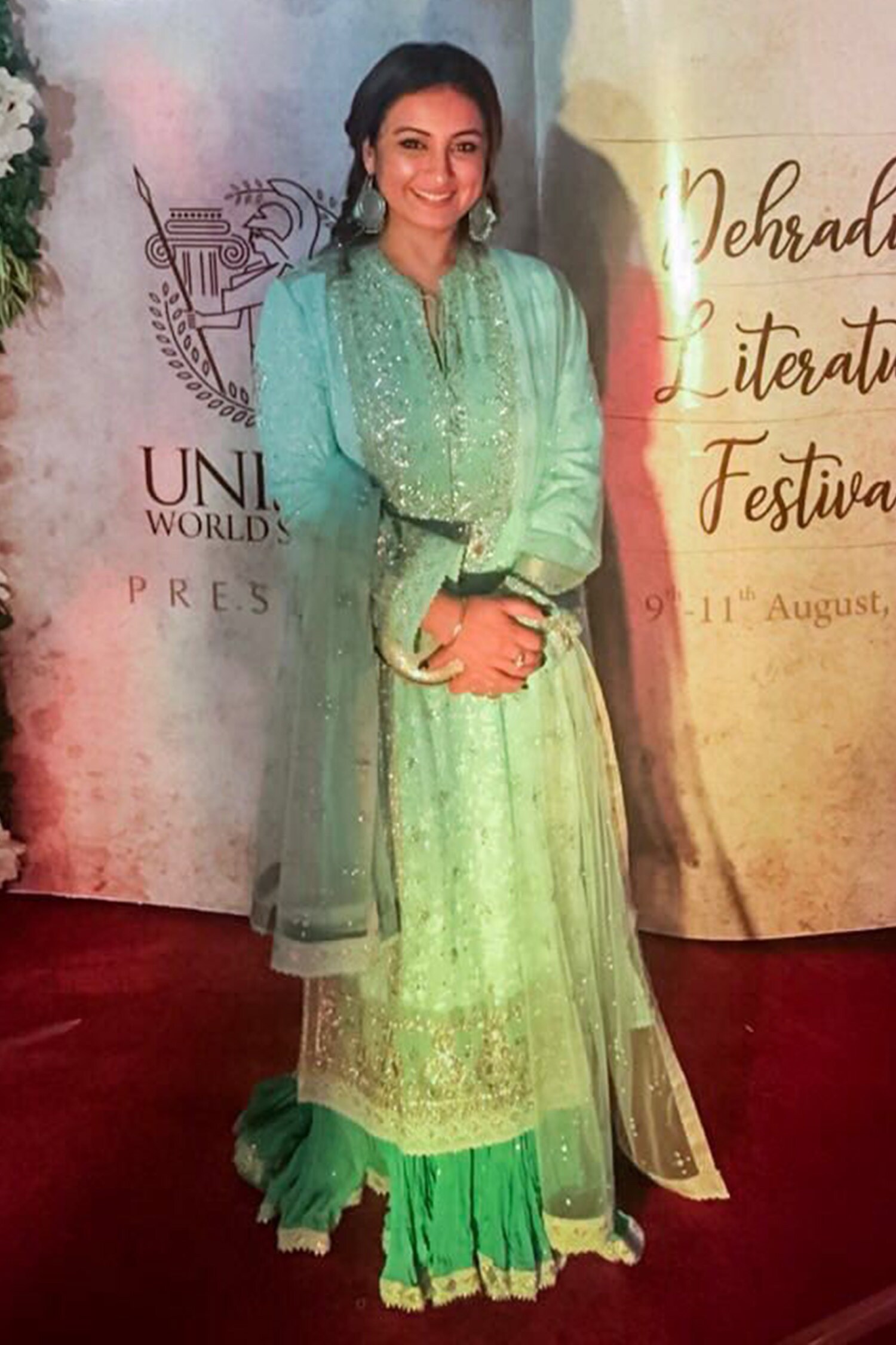 Buy RI.Ritu Kumar Blue Polyester Georgette Embroidered Kurta Lehenga ...