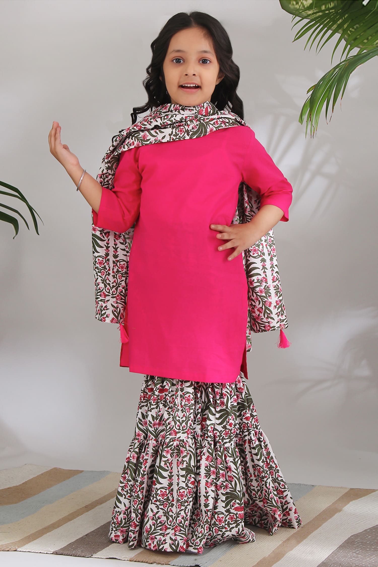 Buy Pink Cotton Kurta Set For Girls by THE COTTON STAPLE Online at Aza ...