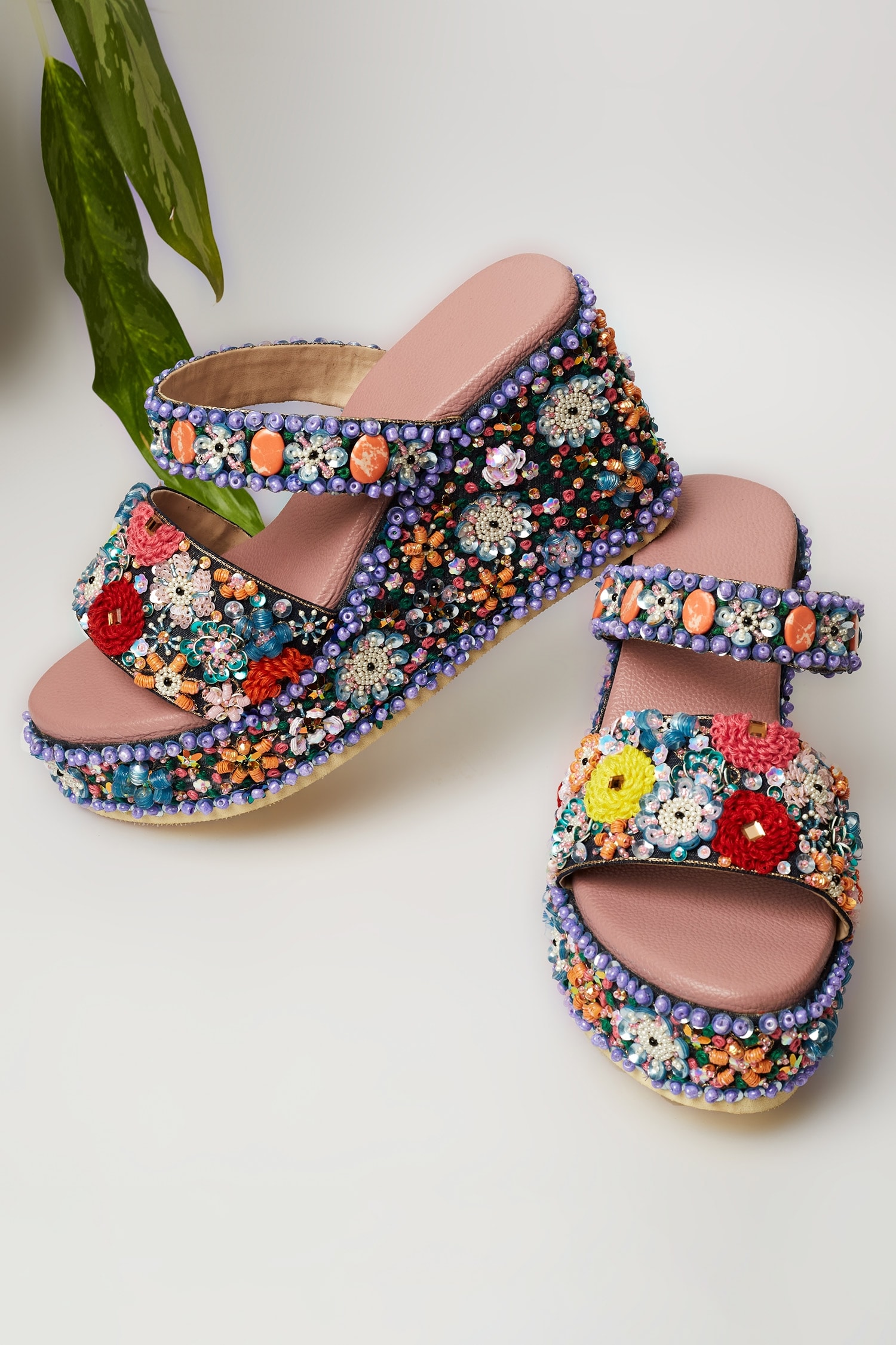 Buy Purple Embroidered Floral Wedges by Kanyaadhan by DhirajAayushi ...