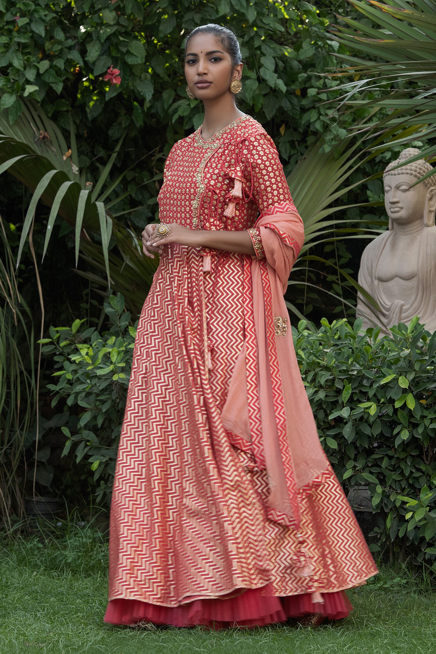 Buy Nikasha Pink Cambric Printed Angrakha Set Online | Aza Fashions