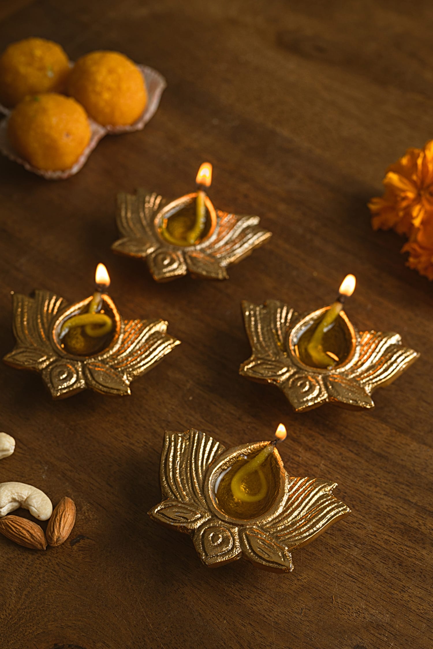 Kaksh Studio Lotus Diya Set Of 4