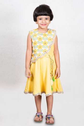 Buy Little Brats Blue Printed Overlay Cape And Dress Set For Girls ...