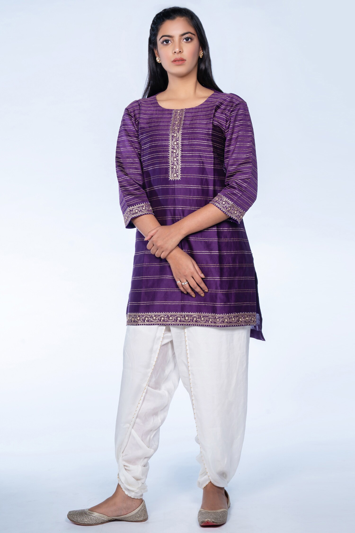 Buy Deepthee Purple Chanderi Silk Kurta Set Online | Aza Fashions