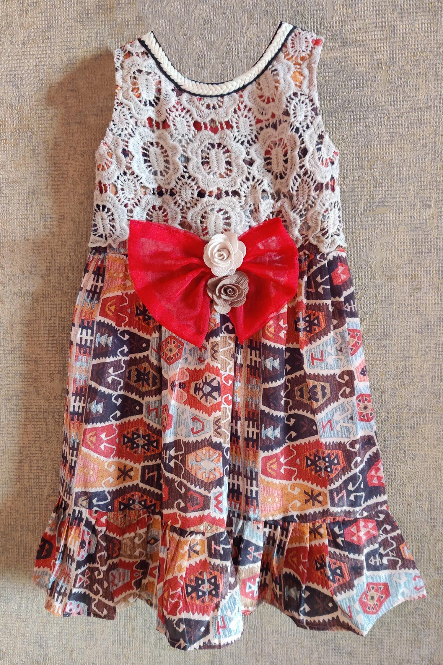 Buy Multi Color Art Crepe Printed Dress For Girls by Little Secrets ...