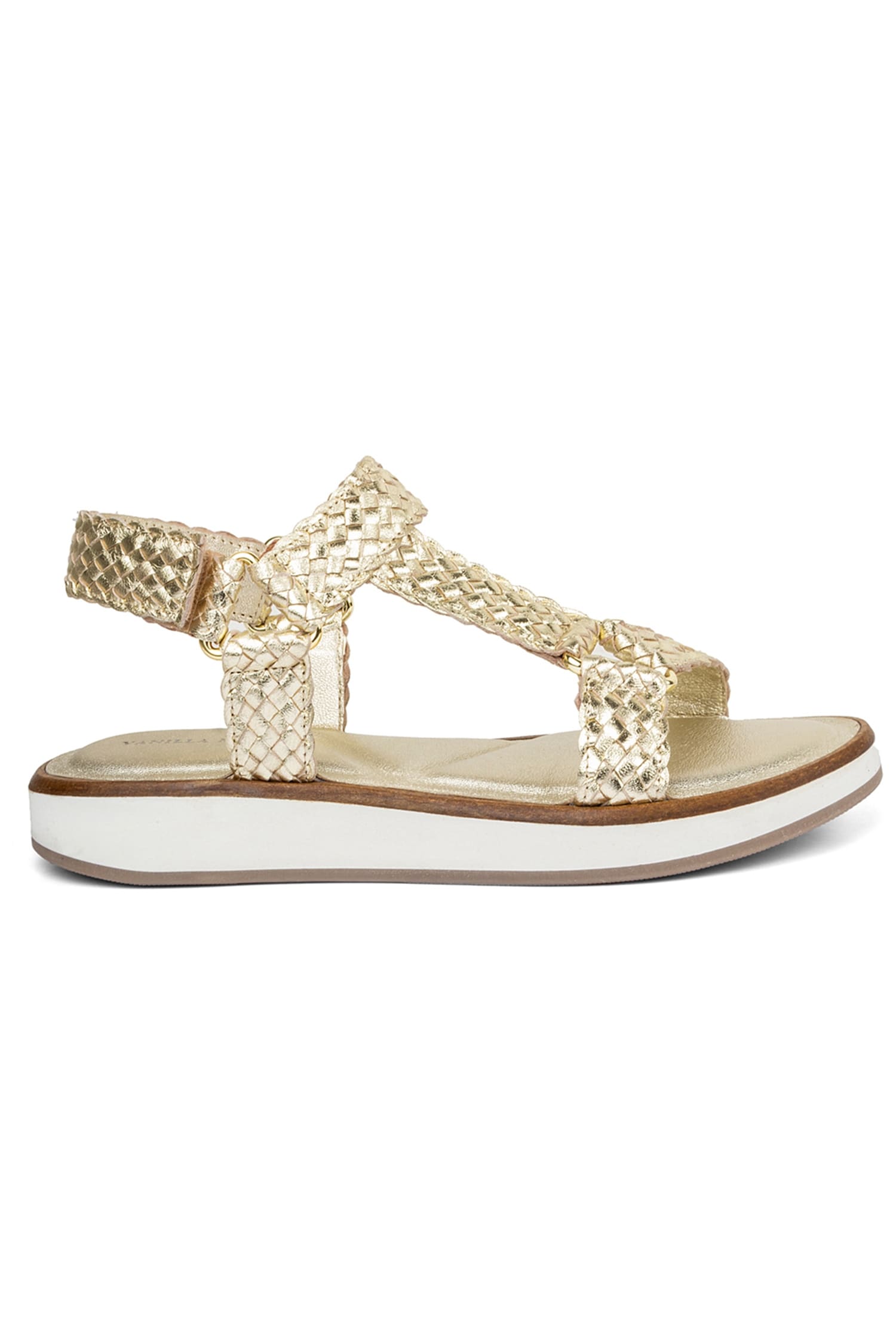 Buy Vanilla Moon Gold Leather Lyla Sandals Online | Aza Fashions
