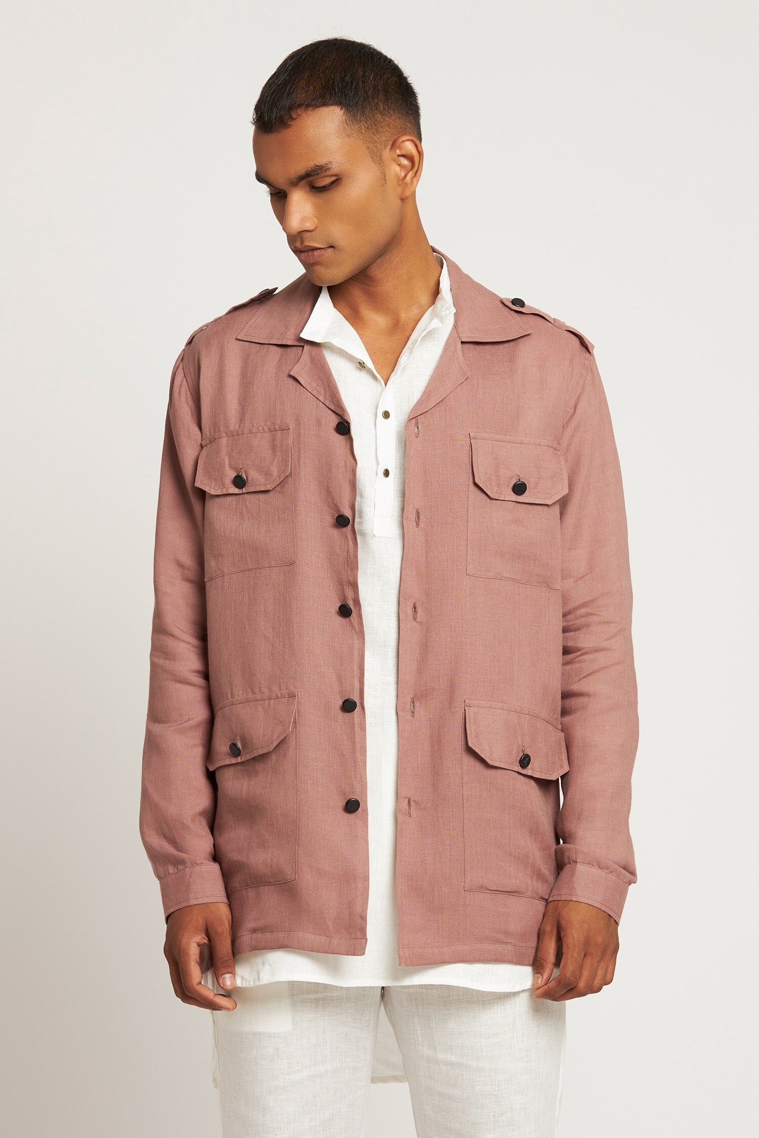 Buy Purple 100% Linen Plain Miraj Jacket For Men by Son of A Noble Snob ...