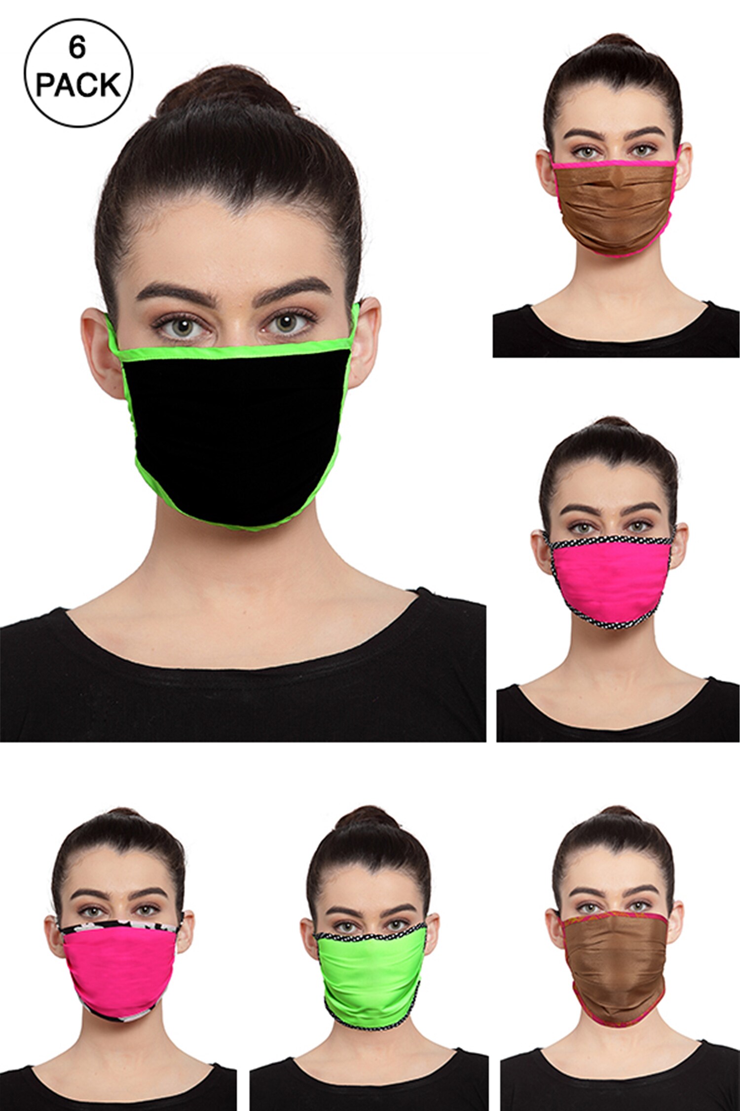 Buy Multi Color Printed Reusable Unisex Face Masks Set Of 6 by Masaba ...