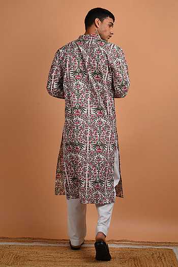 Buy The Cotton Staple Green Cotton Block Print Kurta Online | Aza Fashions