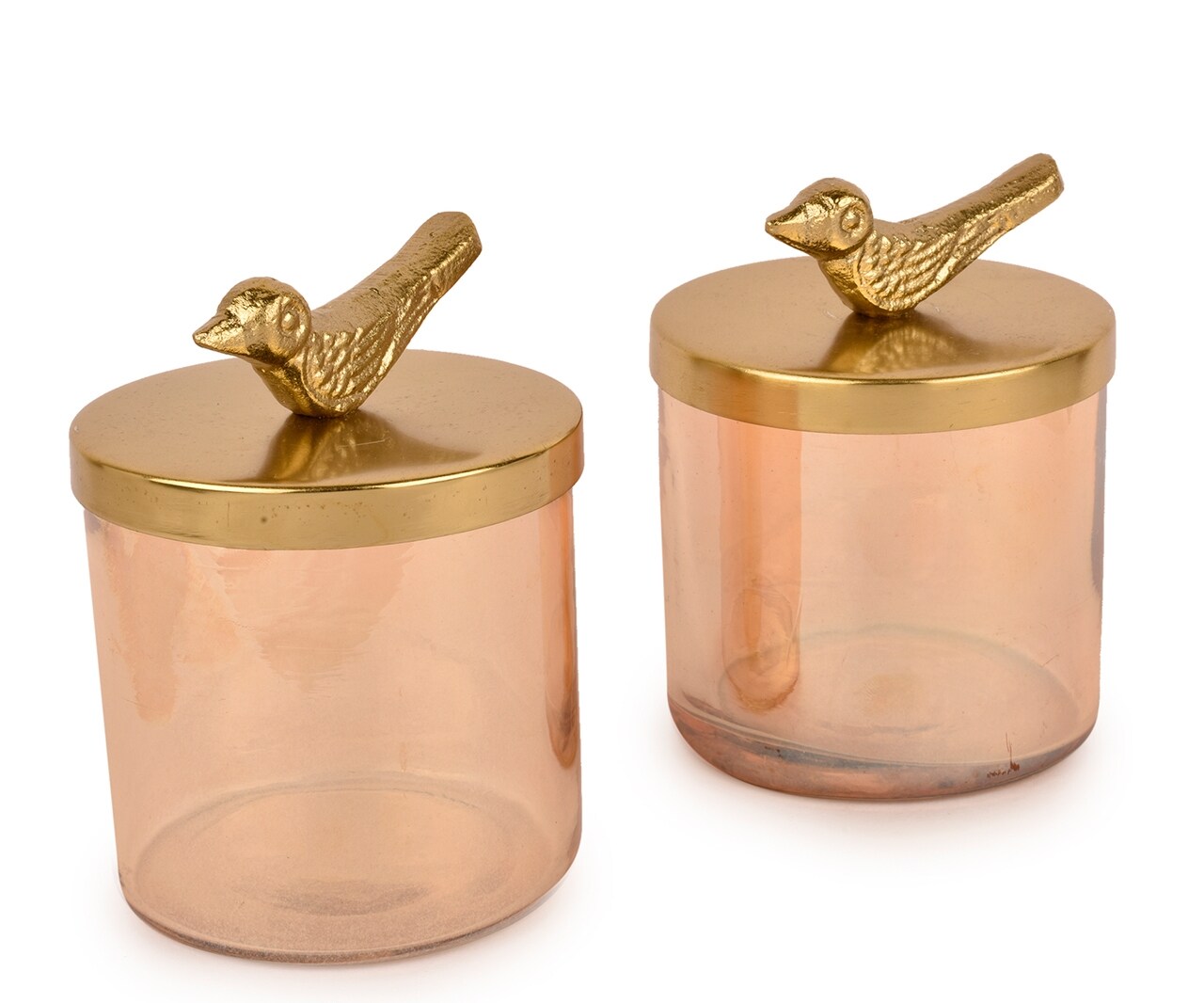 MANOR HOUSE Glass Jars With Metal Bird Lid Set Of 2