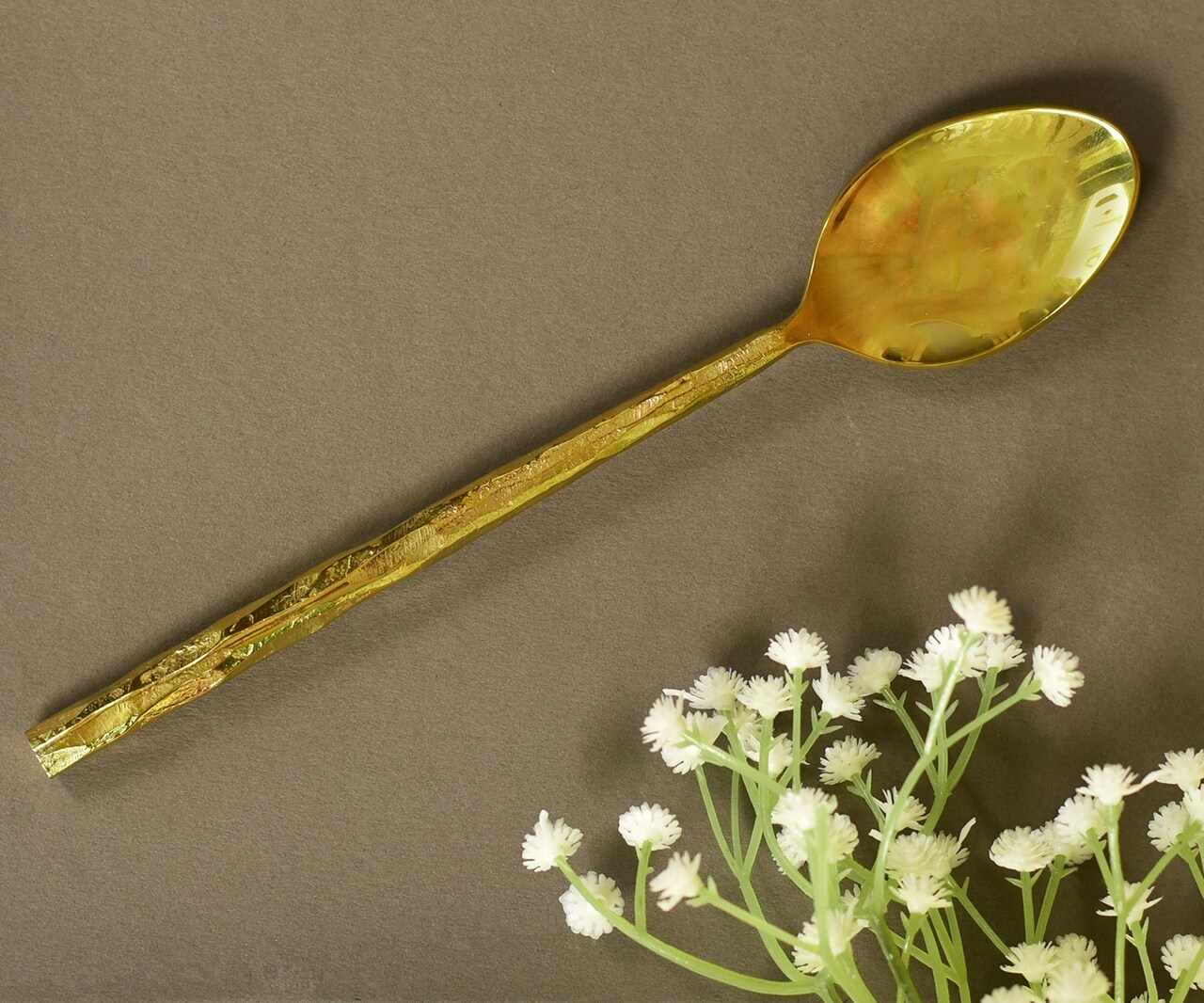 MANOR HOUSE Gold Steel Handmade Stainless Dinner Spoons Set Of 4