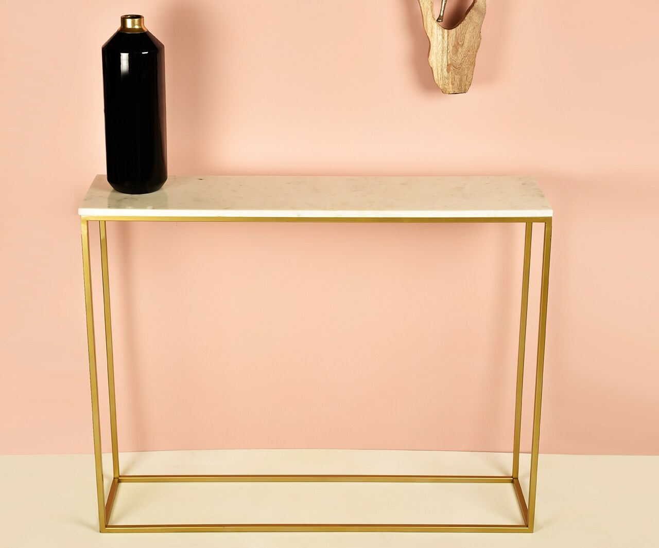 MANOR HOUSE White Iron Nested Marble Top Console Tables Set Of 2