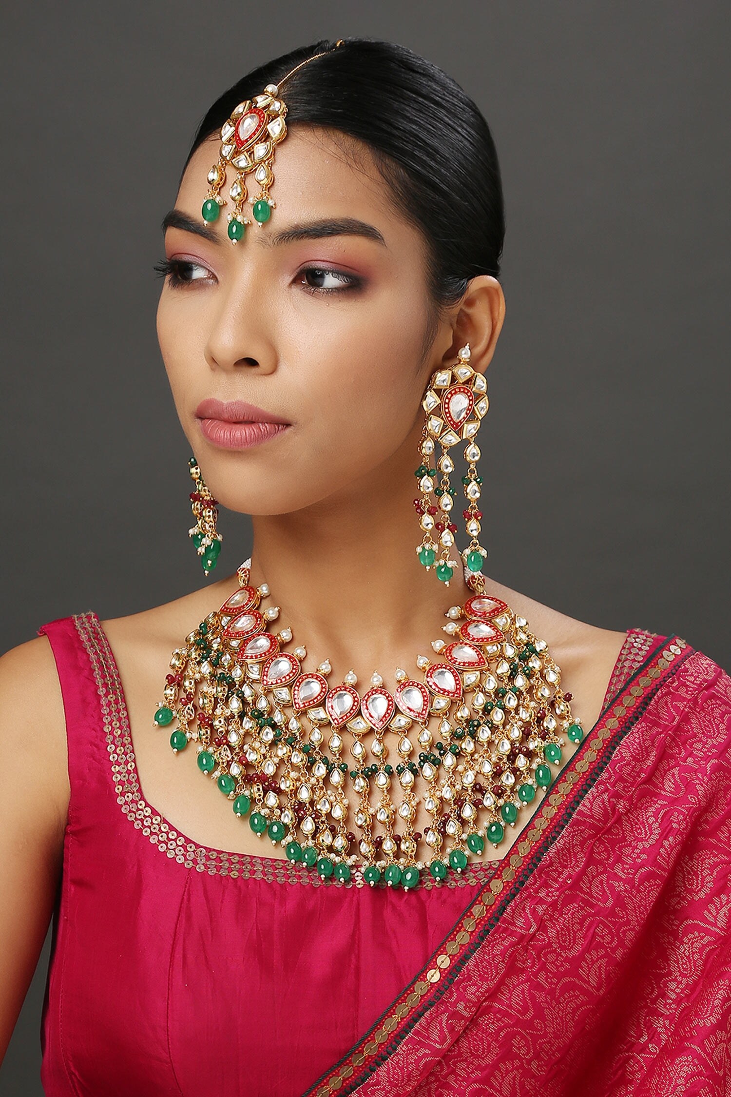 Buy Minaki Meenakari Necklace Jewellery Set Online | Aza Fashions