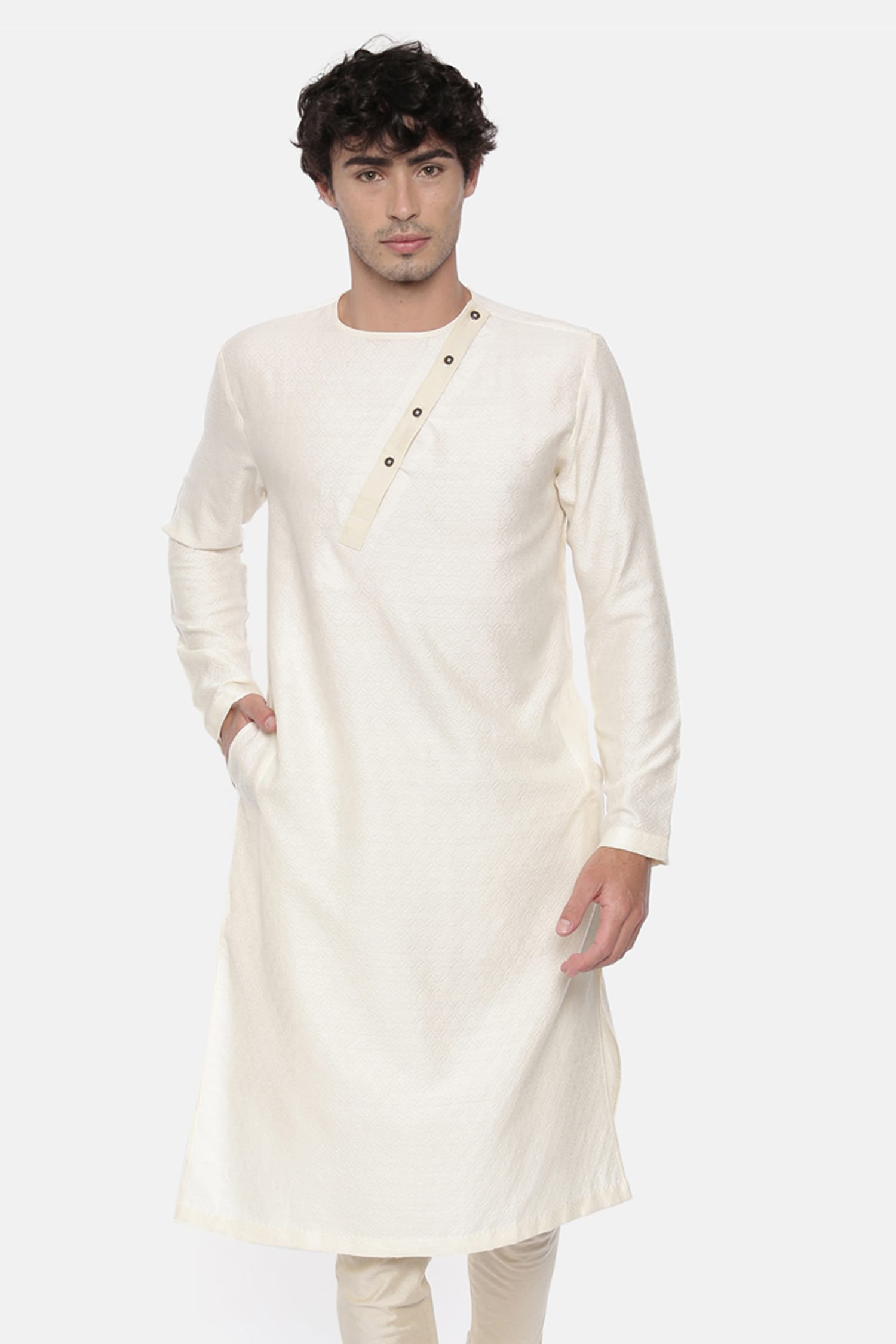 Buy Mayank Modi - Men Beige Jacquard Kurta Set Online | Aza Fashions