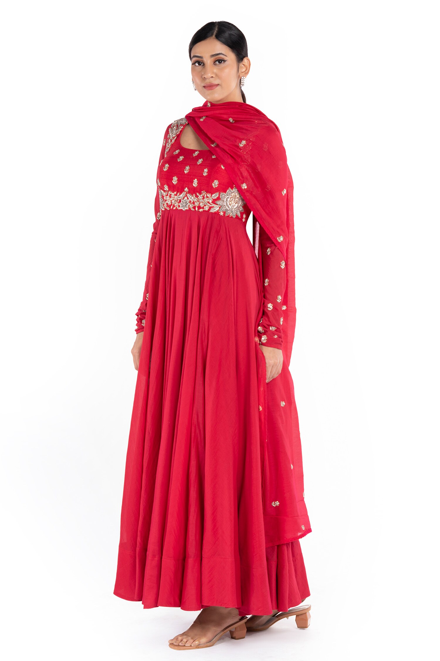 Buy Mrunalini Rao Embroidered Anarkali With Dupatta Online | Aza Fashions