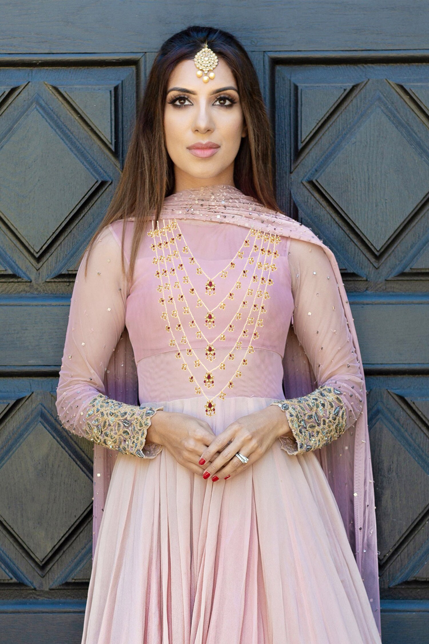 Buy White Jadau Layered Necklace by MAISARA JEWELRY Online at Aza Fashions.