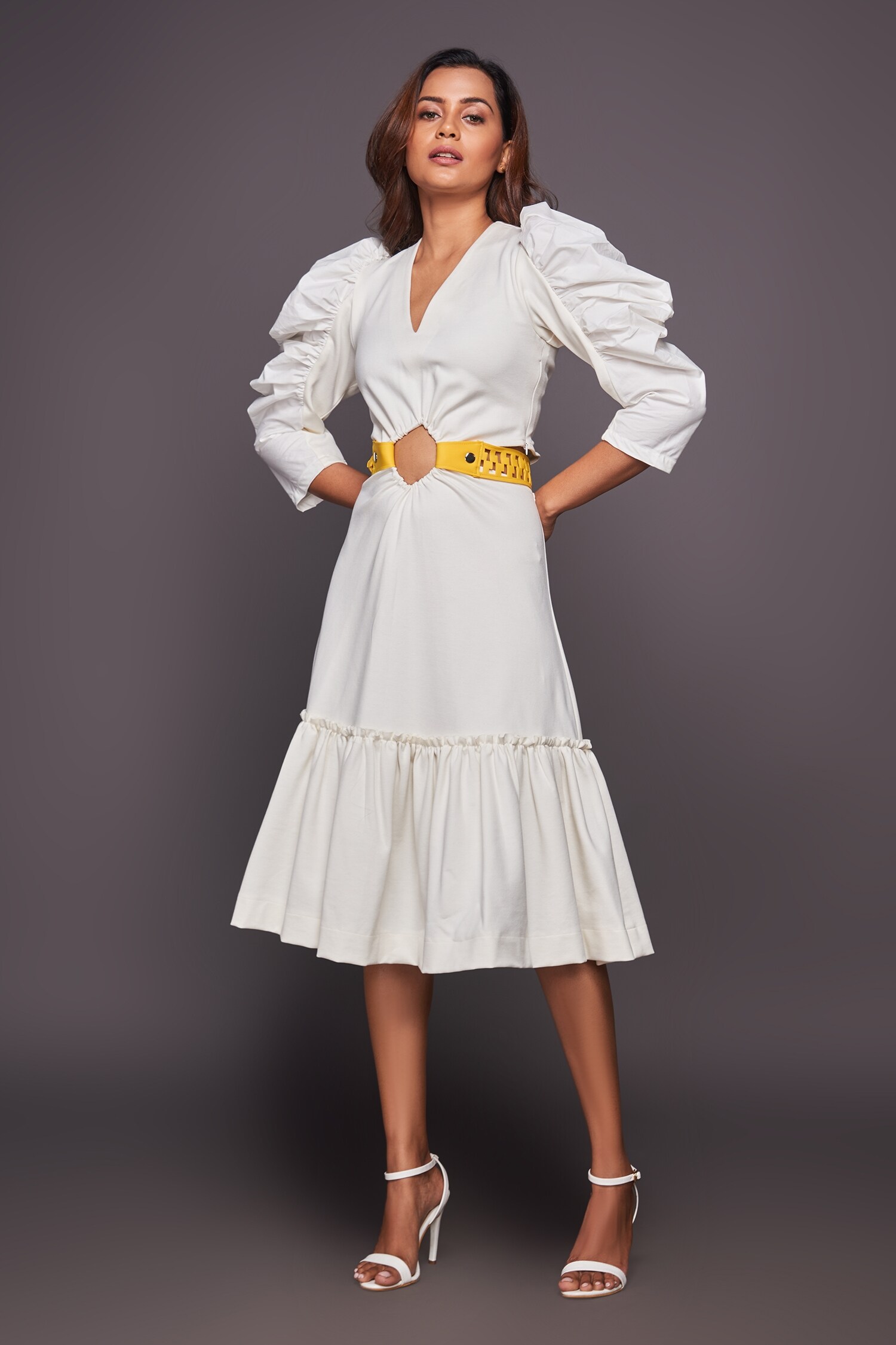 Buy Deepika Arora White Roma Cut-out Detailed Dress Online | Aza Fashions