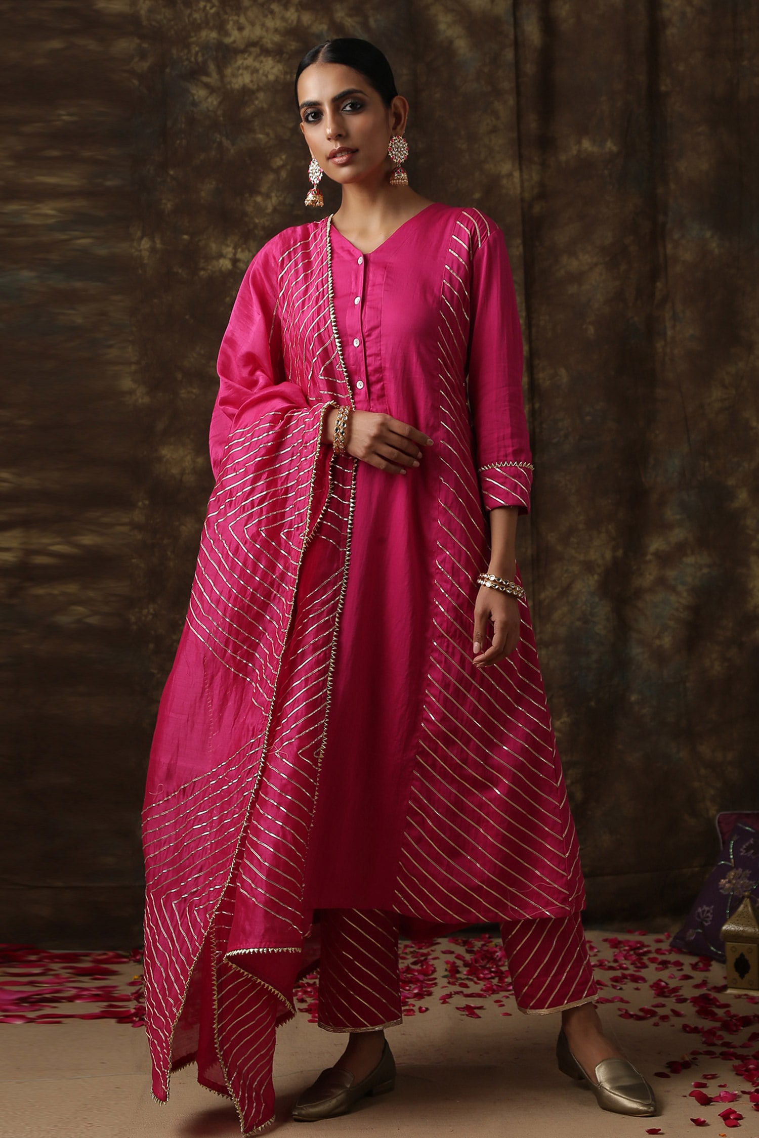 Buy Maison Shefali Pink Embroidered Kurta Set Online | Aza Fashions