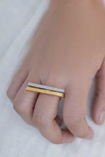 Buy Gold Plated Geometric Ring by De'anma Online at Aza Fashions.