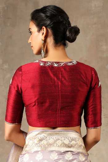 Buy Weaver Story Hand Embroidered Angrakha Style Blouse Online | Aza ...