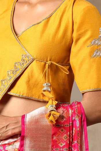 Buy Weaver Story Hand Embroidered Angrakha Style Blouse Online | Aza ...